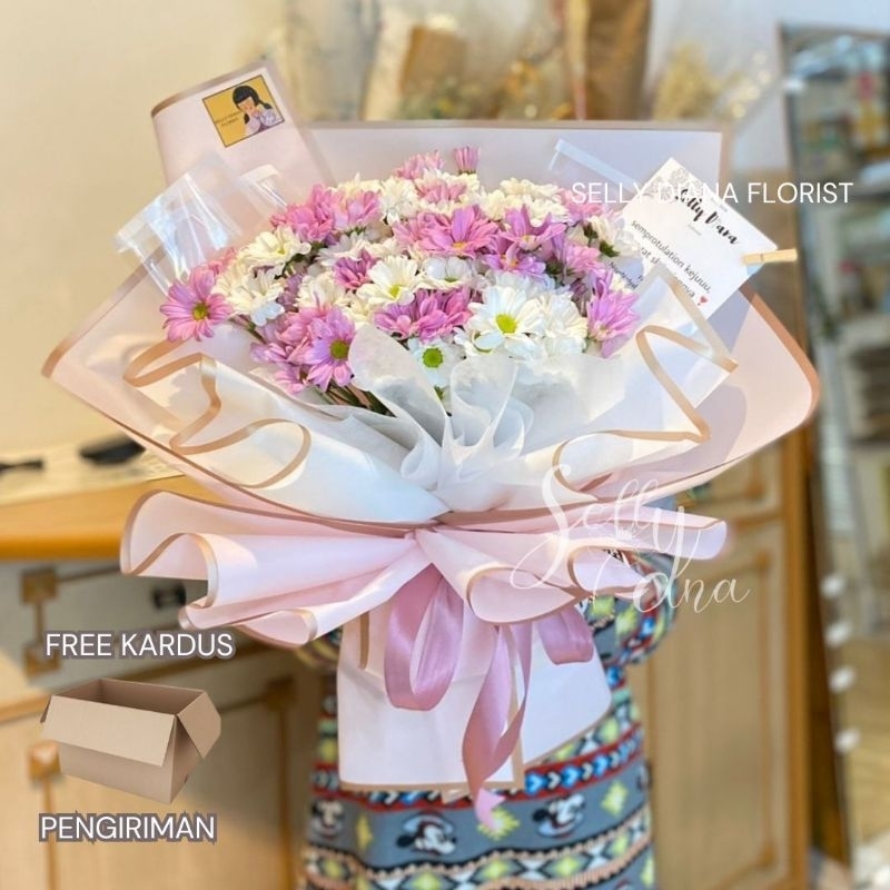 Jual Fluffy Aster Medium + Fresh Flower Bouquet | Shopee Indonesia
