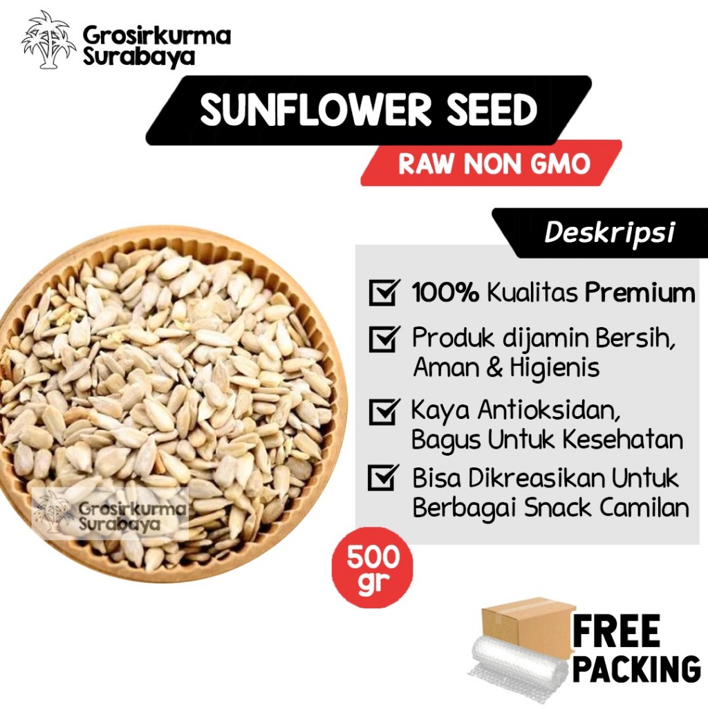 Jual SUNFLOWER SEED 500 gram Biji Bunga Matahari Kupas Panggang Organic ...