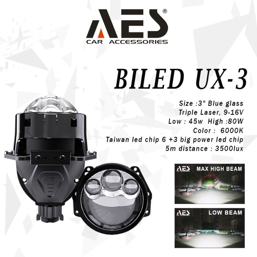 Jual ORIGINAL BILED UX3 80 WATT Bilens LED Projector Lens Biled AES 3 ...