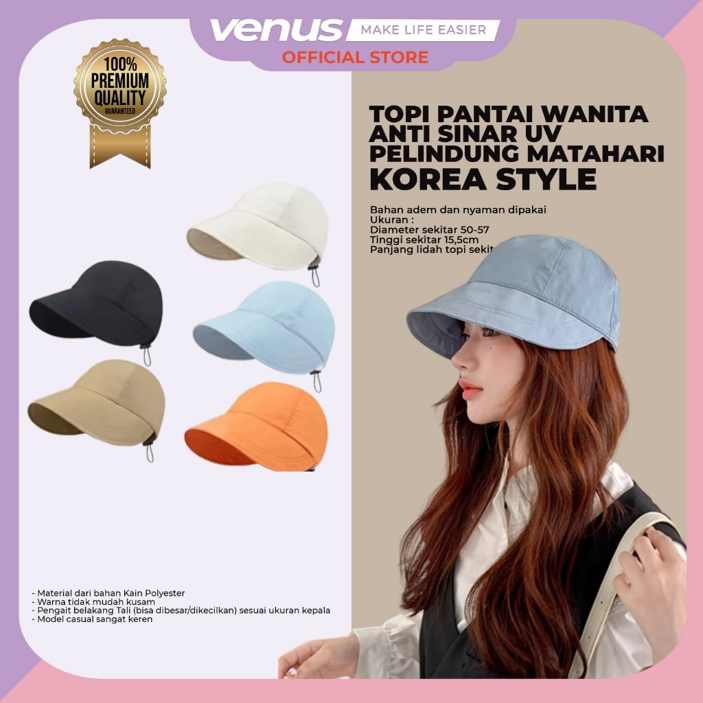 Jual Topi Pantai Wanita Korea Style Visor Anti Sinar UV Pelindung ...