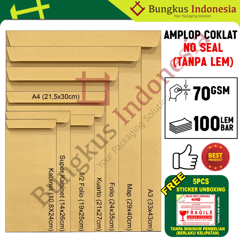 Jual Amplop Coklat Zibiz Super Kabinet 1/2 Folio Kuarto A4 Folio Map A3 | Shopee Indonesia