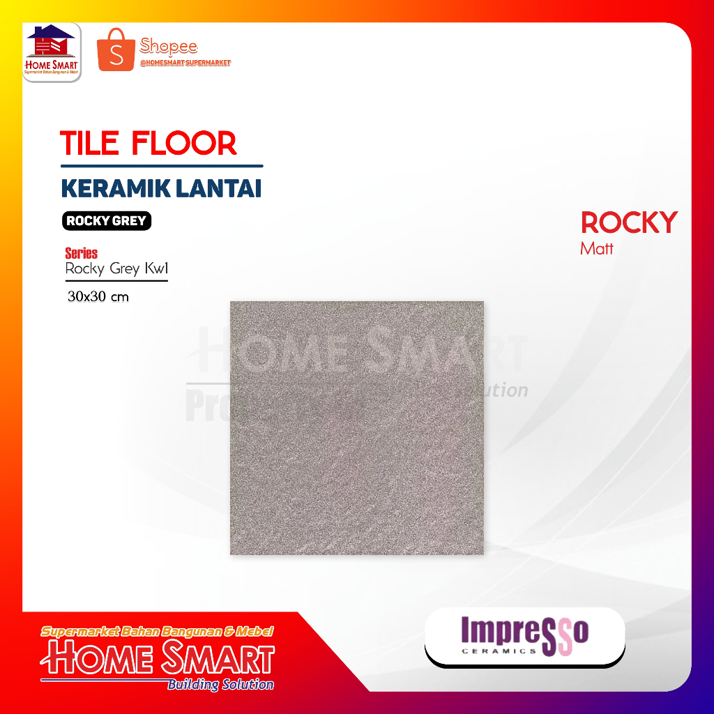 Jual Impresso Keramik Lantai 30x30 Rocky Grey KW1 - Matt | Shopee Indonesia