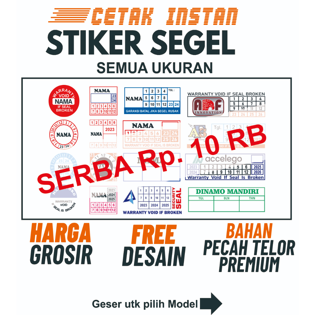 Jual Cetak INSTANT Stiker Segel Garansi SEMUA UKURAN bahan Kertas Pecah ...