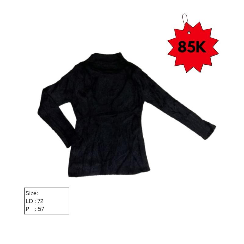 Jual New Sweater Hitam Polos Rajut perempuan Bulu | Shopee Indonesia