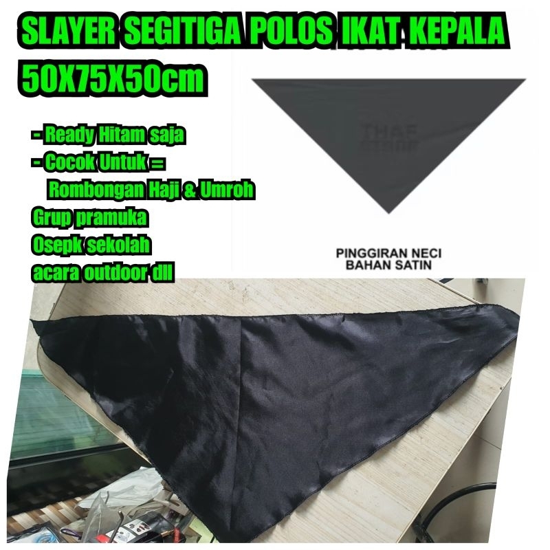 Jual Bahan satin slayer segitiga polos syal hitam polos bandana ikat ...