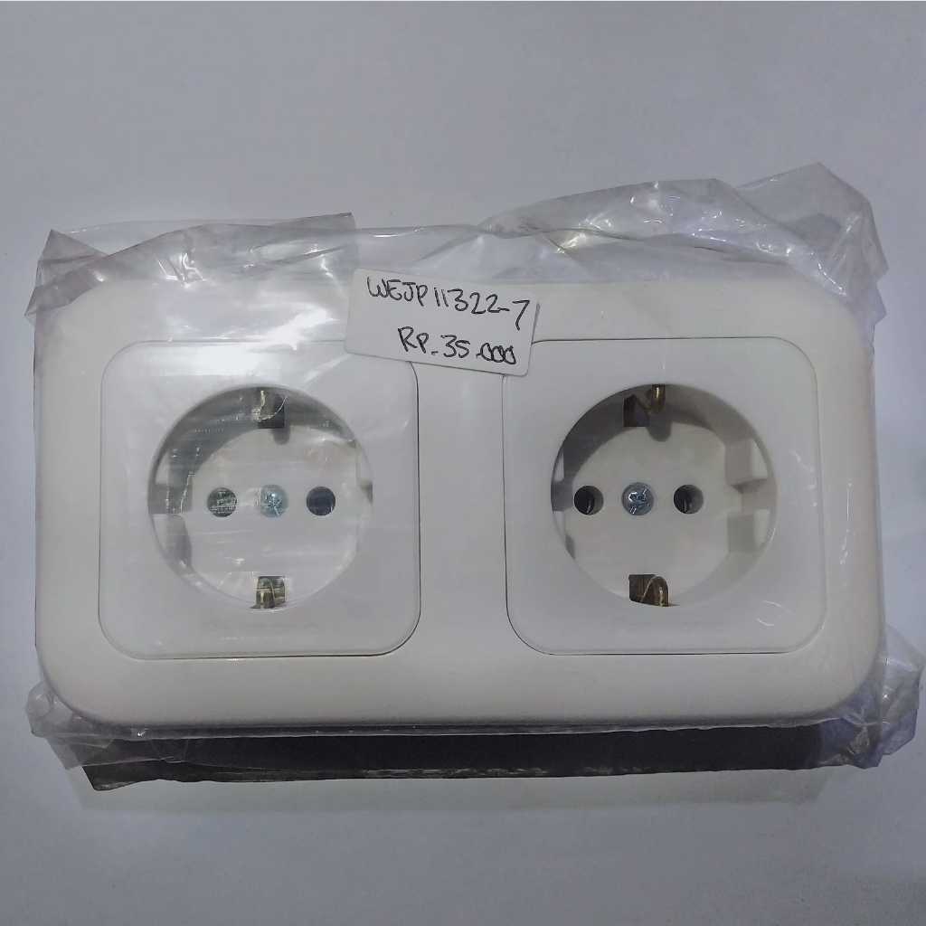 Jual Panasonic Stop Kontak Ganda NON CP WEJP 11322-7 Wide Series Putih ...