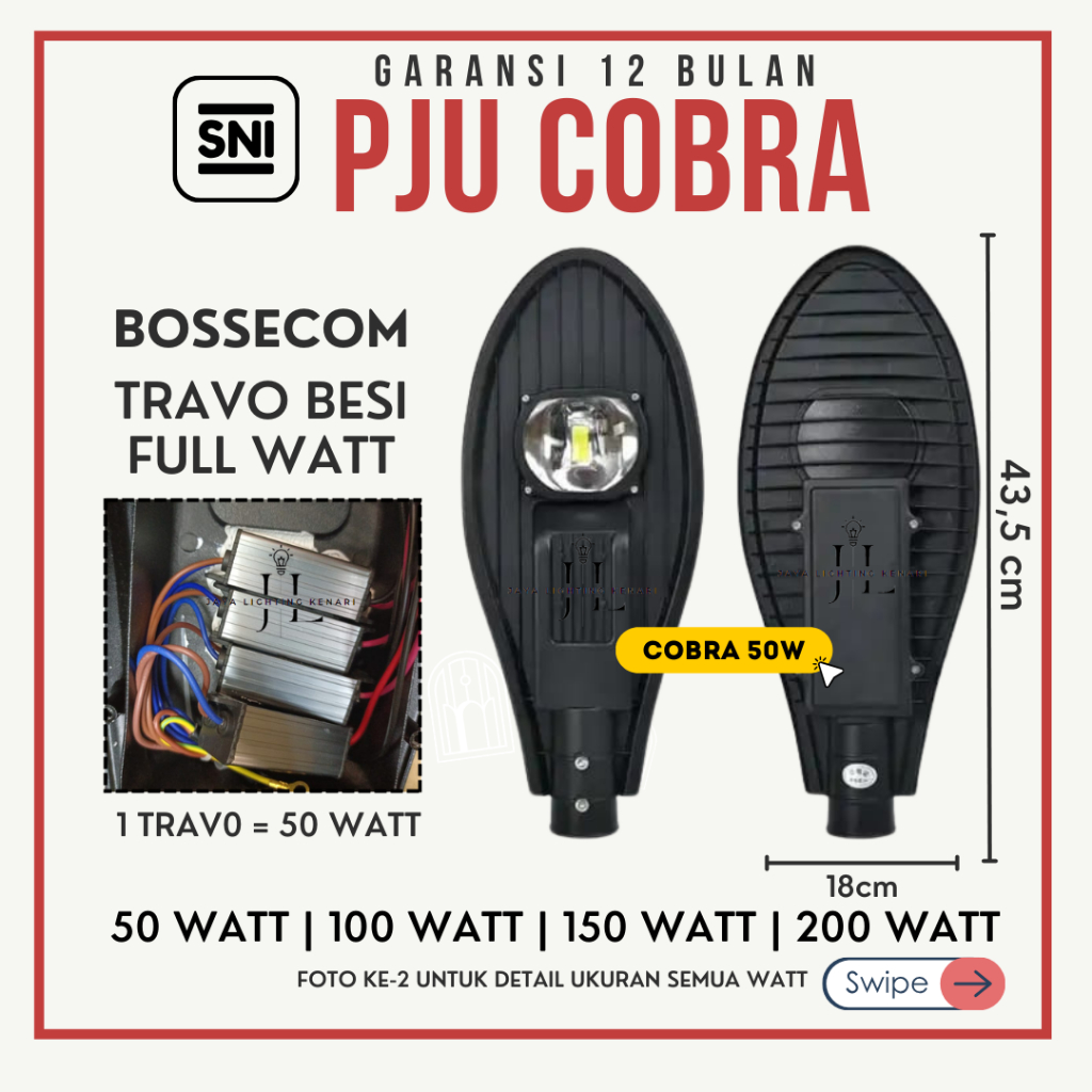 Jual [SNI] LAMPU JALAN PJU LED 50W 100W 150W 200W COBRA LED | Shopee ...