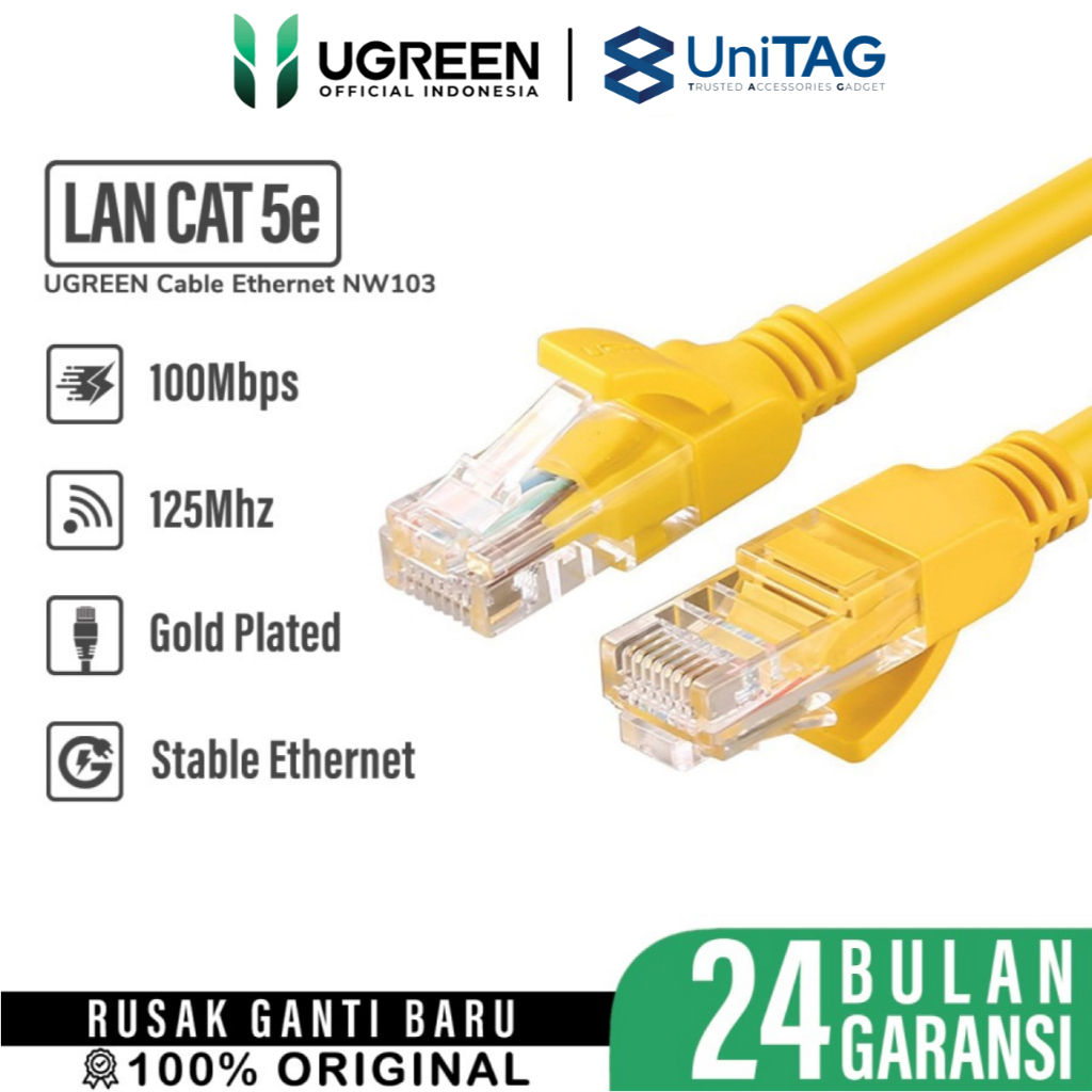 Jual Cable LAN CAT 5e UGREEN Ethernet 100Mbps 125MHz UTP Kabel RJ45 ...