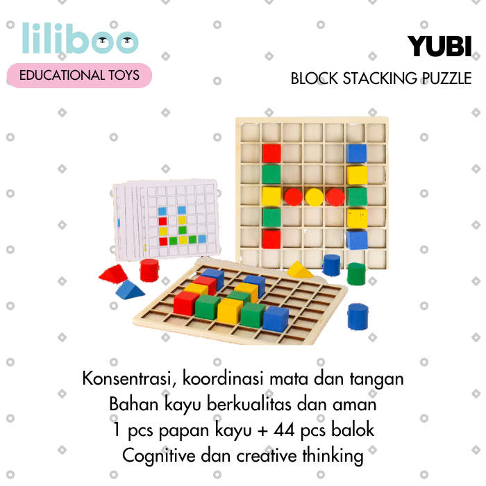 Jual LILIBOO YUBI Mainan Edukasi Anak Montessori Kayu Block Stacking ...