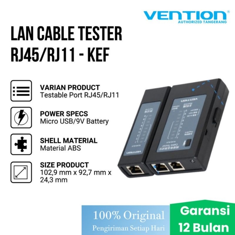 Jual Vention LAN Cable Tester Alat Penguji Kabel RJ45+RJ11 Network ...