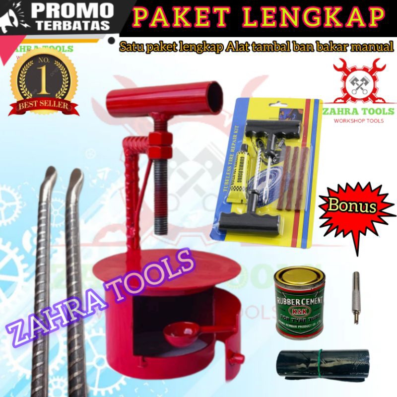 Jual SEPAKET Alat Tambal Ban Bakar Motor Tambal Ban tubles Lem Tambal ...