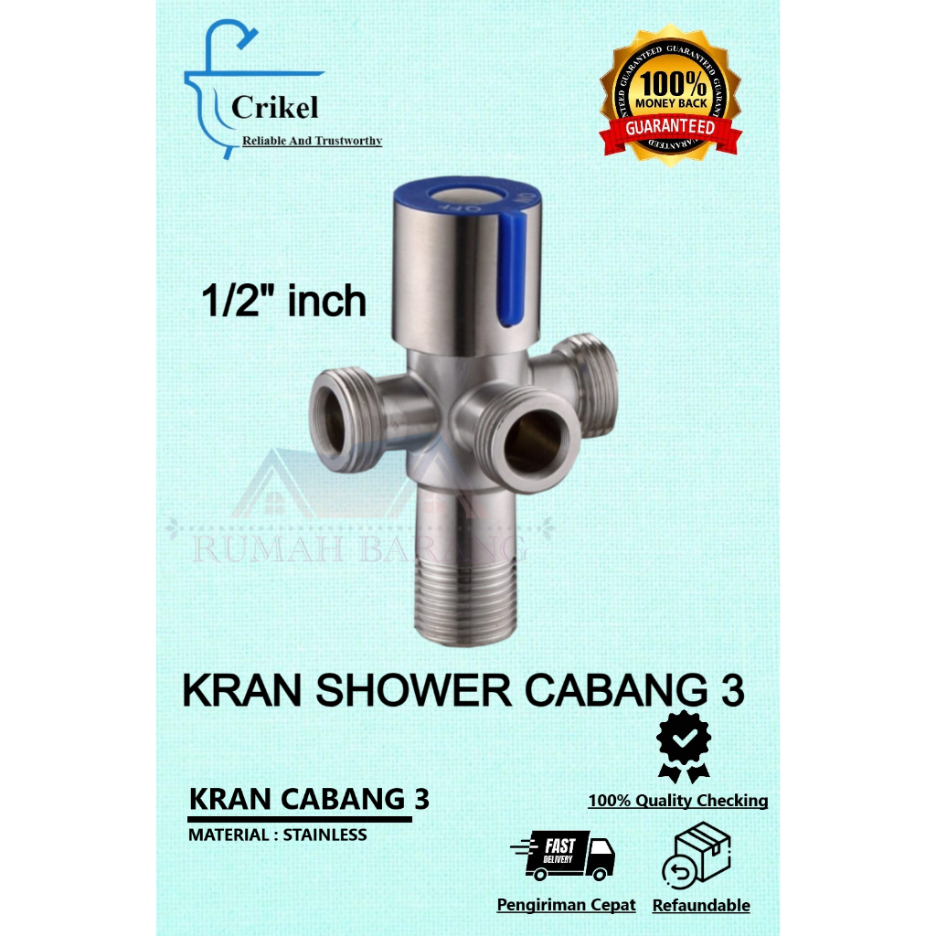 Jual Stop Kran Shower Cabang 3 / Kran Kloset / Stop Kran Air STAINLESS ...