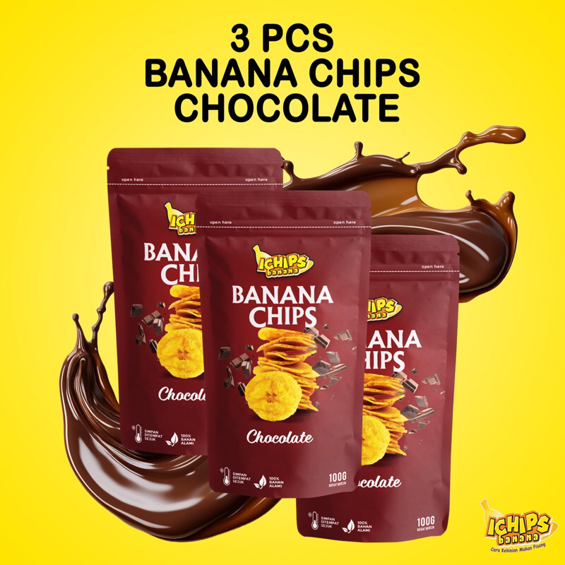 Jual (PAKET HEMAT 3 PCS ) ICHIPS BANANA CHOCOLATE KERIPIK PISANG | Shopee Indonesia