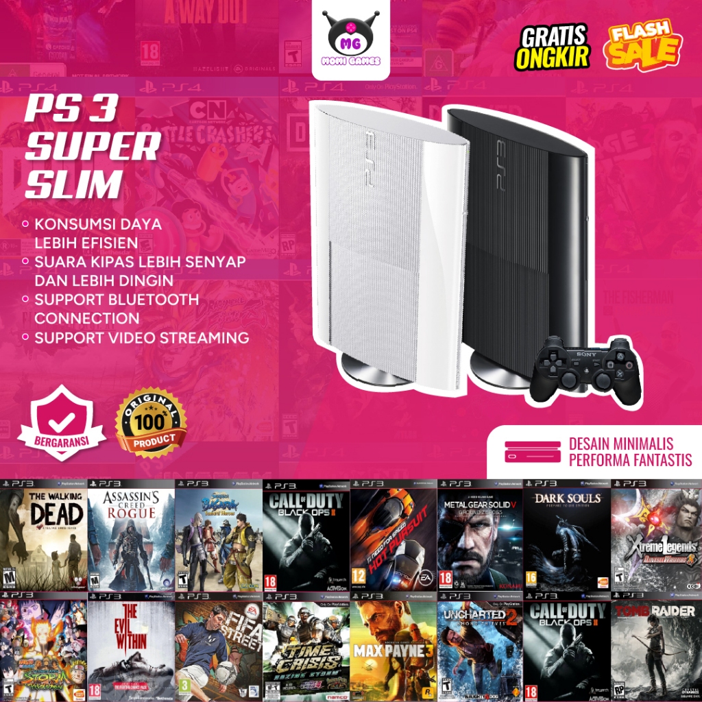 Jual PS3 Super Slim Sony Second Bundle Stick OP 1TB / 500GB / 320GB / 250GB / 160Gb ...