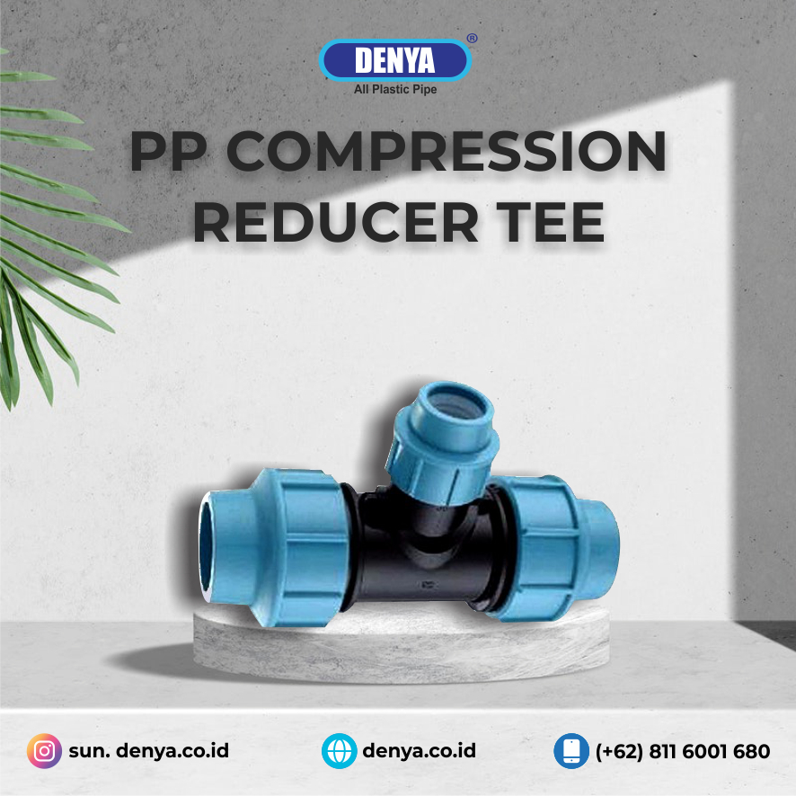 Jual Denya PP Compression Fitting Reducer Tee Ukuran 25mm x 1/2 Inch ...