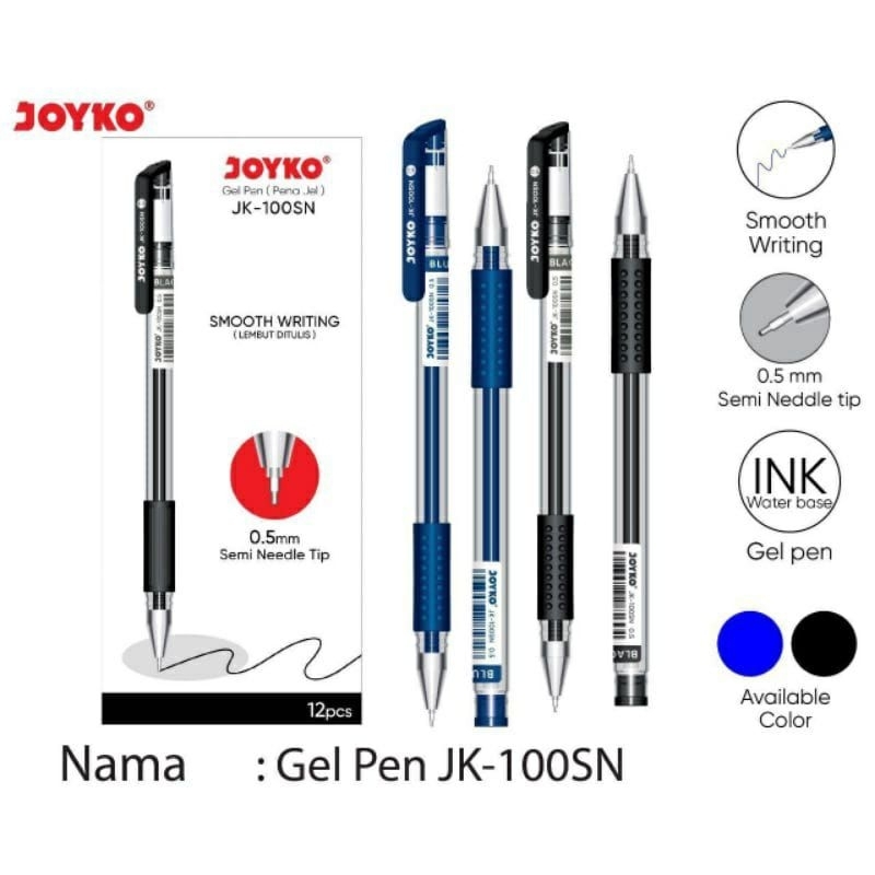 Jual Pulpen Gel Joyko JK-100SN 0,5mm (1 pak isi 12 pcs) | Shopee Indonesia