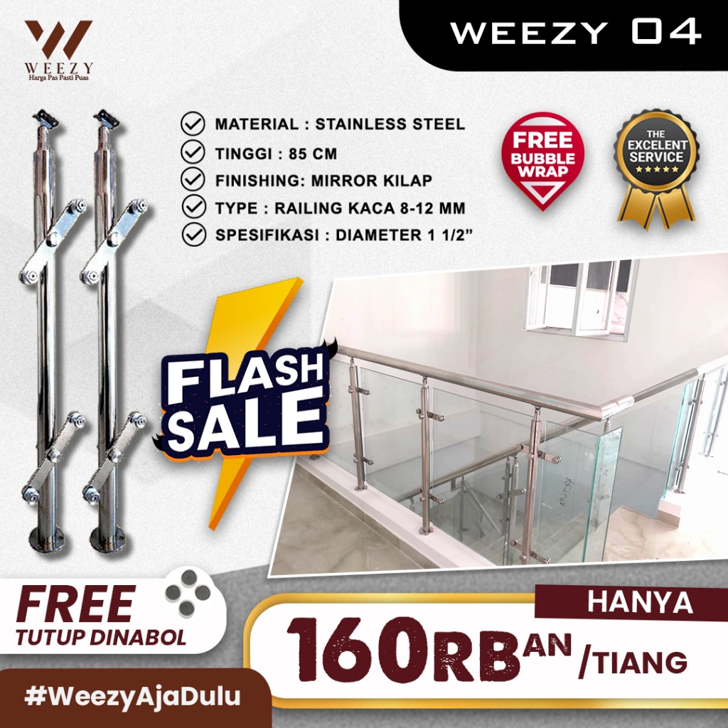 Jual RAILING TANGGA TERMURAH - RAILING KACA [Weezy 04] Railing ...