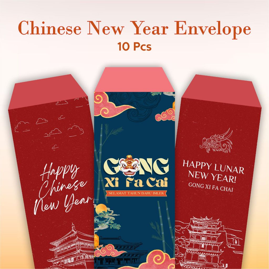 Jual (ISI 12 PCS) Angpao Imlek Motif Gong Xi Fa Cai Desain Unik ...