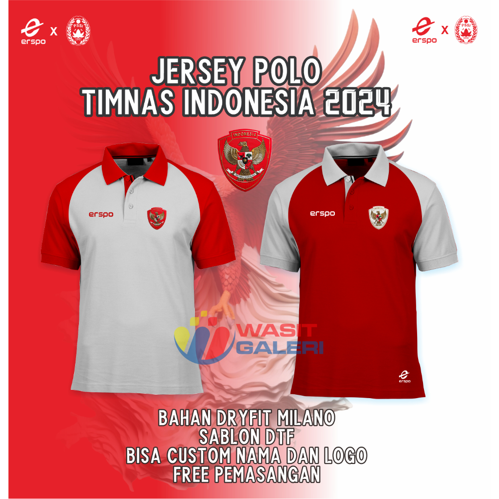 Jual JERSEY KERAH POLO T SHIRT / BAJU WANGKI TIMNAS INDONESIA 2024 | Shopee Indonesia
