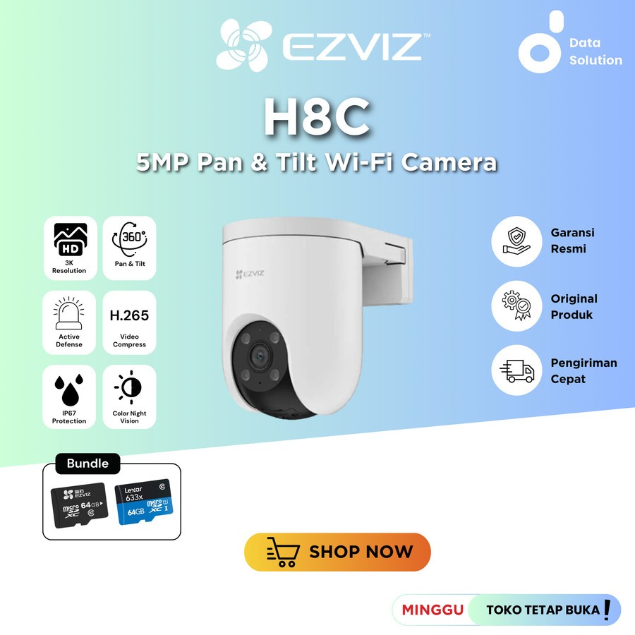 Jual EZVIZ H8C 5MP 3K KAMERA CCTV WIFI CAMERA PTZ AUDIO SIRENE ...