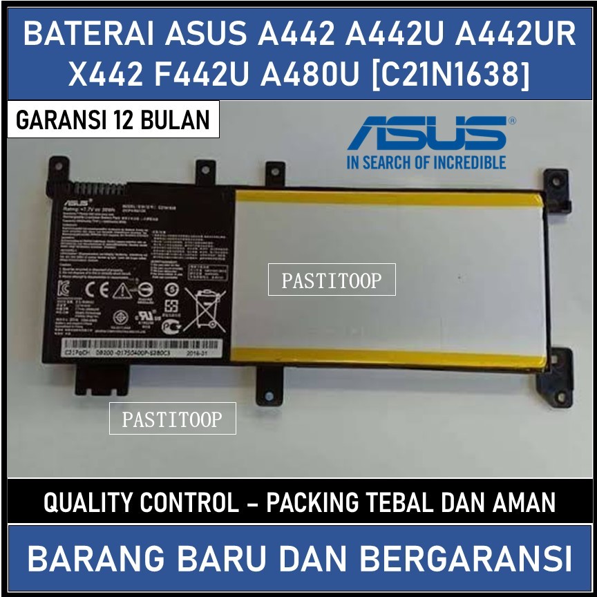 Jual Baterai ASUS A442 A442U A442UR X442 F442U A480U C21N1638 Original ...
