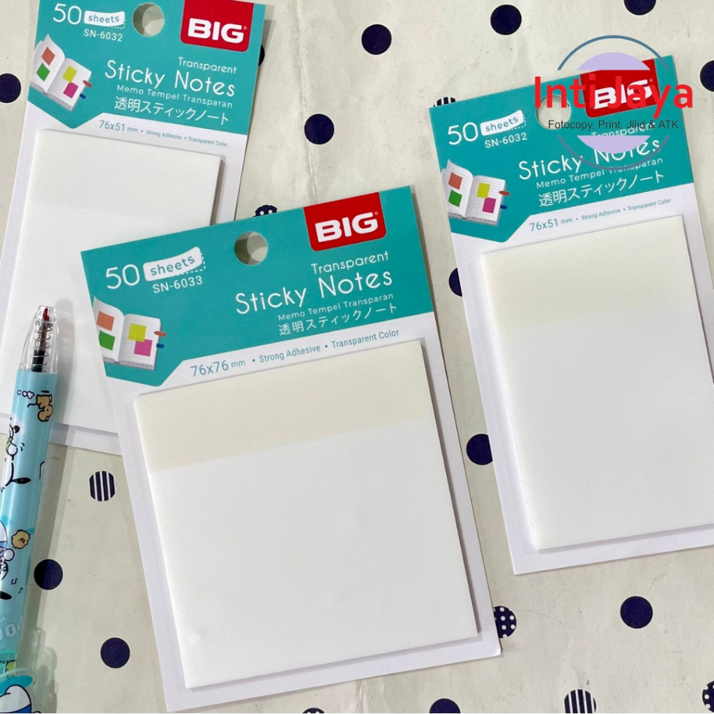 Jual Sticky Notes Big Warna Putih Transparan/ Note Tempel PET | Shopee ...