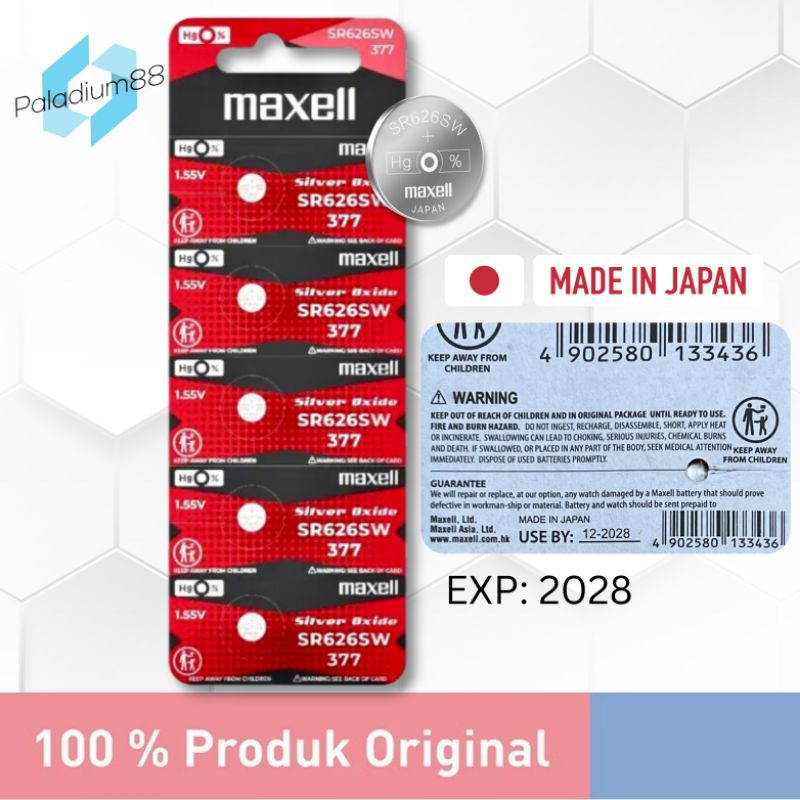 Jual Maxell SR626SW Original Battery 377 AG4 Isi 5pcs JAPAN | Shopee ...