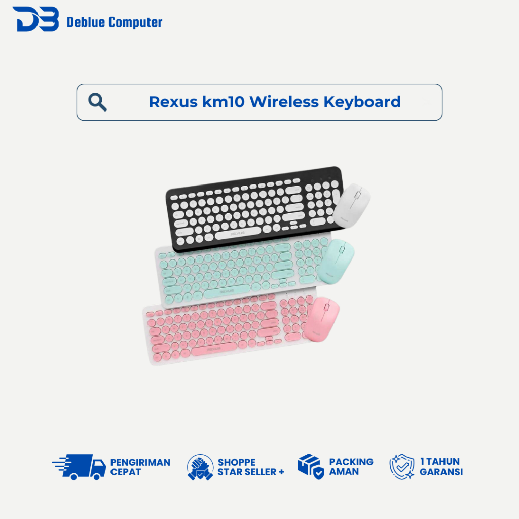 Jual Rexus KM10 Wireless Keyboard + Mouse Combo Bundle Retro Design ...