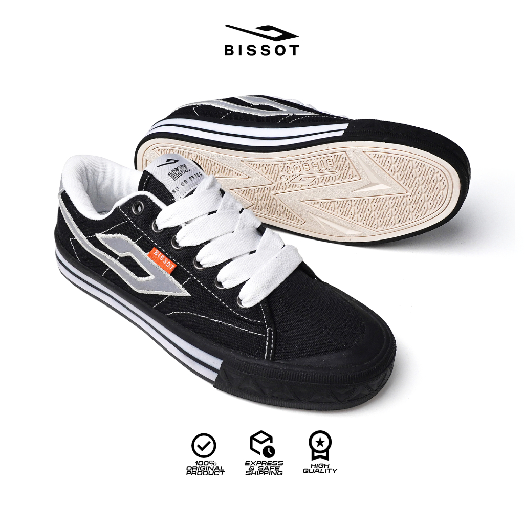 Jual Bissot Shadow Low Black Oreo Reflective - Sepatu Sneakers Casual ...