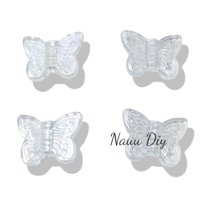 Jual NAUU DIY - 40pcs Manik Kupu2 Bening Sayap Bulat Pelangi AB Besar ...