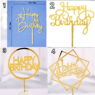 Jual Cake topper acrylic gold sedang happy birthday hbd akrilik hiasan ...