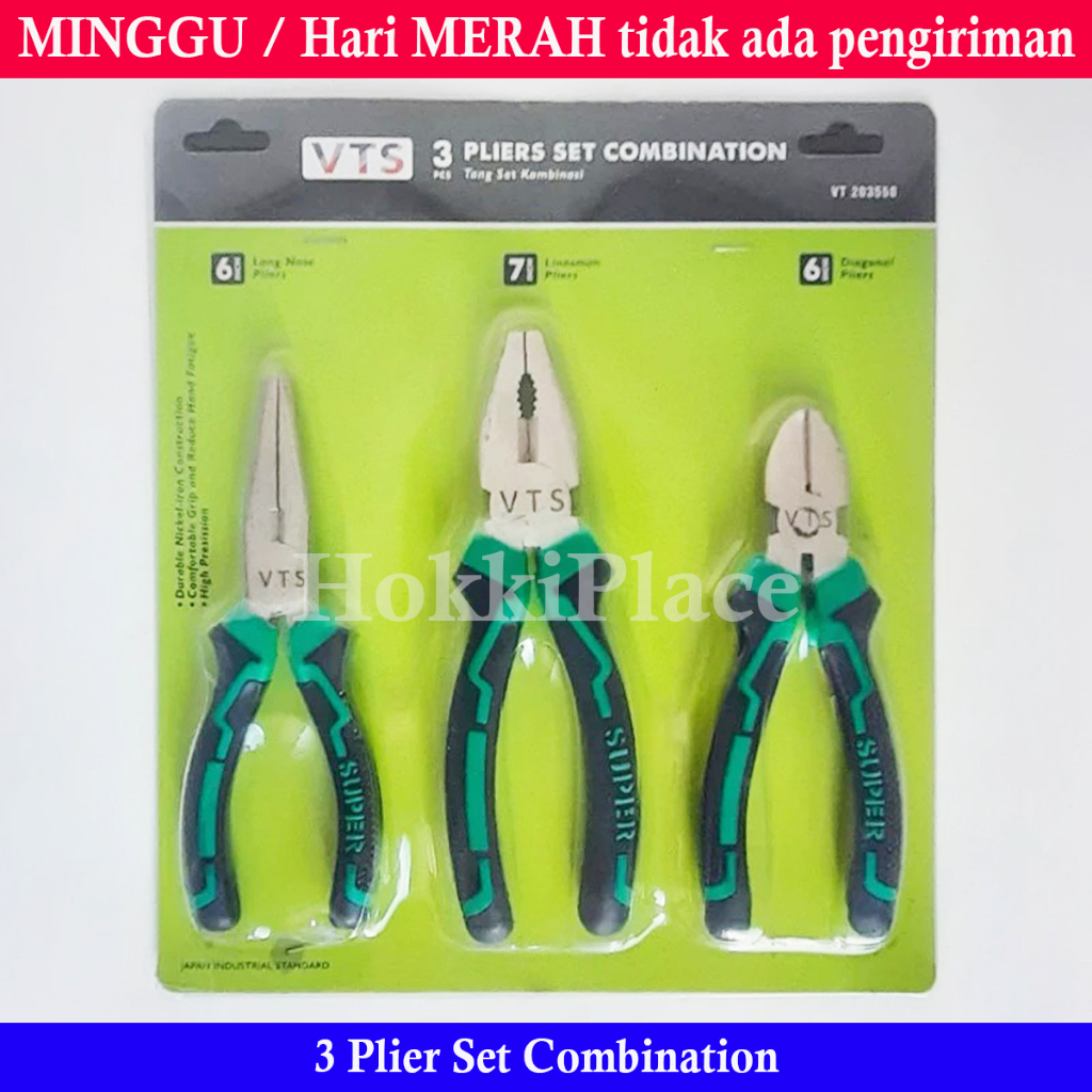 Jual VT203550 Tang Kombinasi 3 pcs set tang kawat 7" tang lancip 6 ...