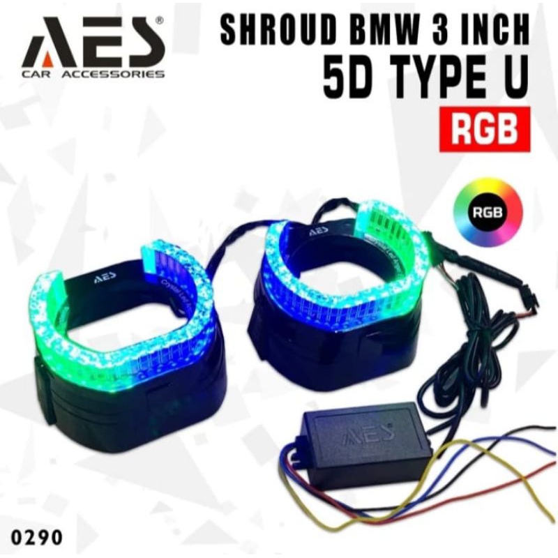 Jual Shroud 5D Tipe BMW U 30 3 Inch RGB MERK AES | Shopee Indonesia