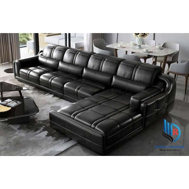 Jual Sofa ruang keluarga | ruang tamu model L shape bahan kulit premium ...