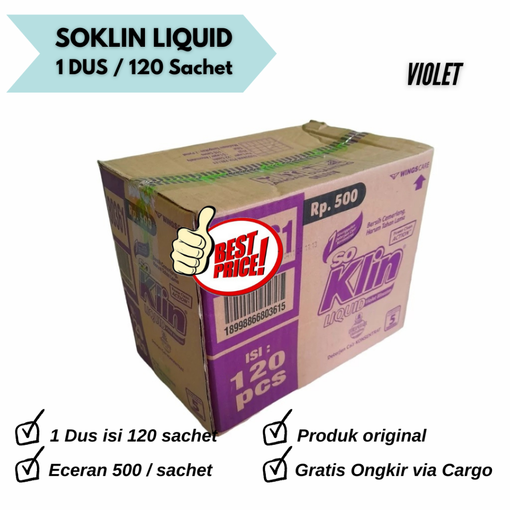 Jual So Klin Detergen Cair 1 Dus Isi 120 Sachet / Soklin Liquid ...