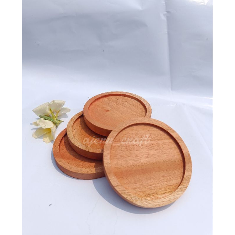 Jual tatakan gelas,alas gelas kayu mahoni, Coaster kayu mahoni, ukuran ...