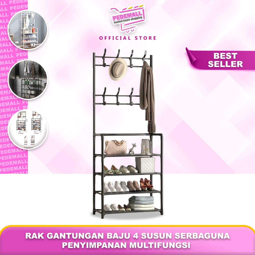 Jual Rak Gantungan Baju 4 Susun Serbaguna Penyimpanan Multifungsi ...
