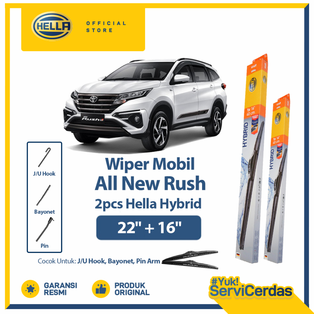 Jual Wiper Mobil TOYOTA All New Rush 22” + 16” (2pcs) - HELLA Hybrid ...