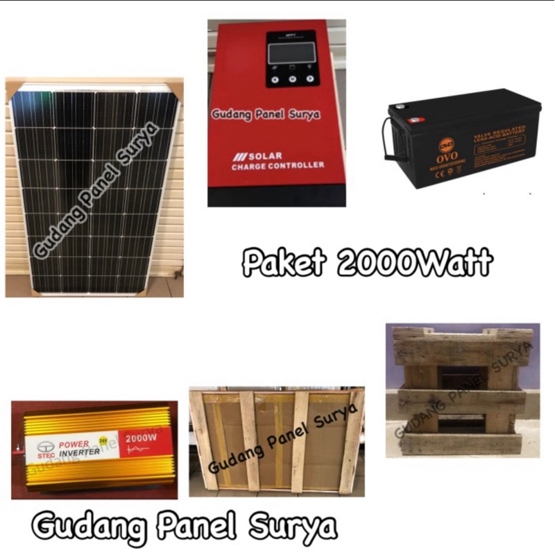 Jual PAKET Solar Panel Surya Solarcell PLTS Tenaga Surya 2000W 2000Watt ...