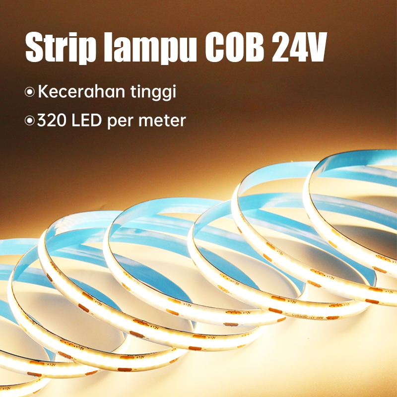 Jual LAMPU STRIP LED COB 24V DC 320 LED 8MM / LAMPU STRIP LIGHT COB ...