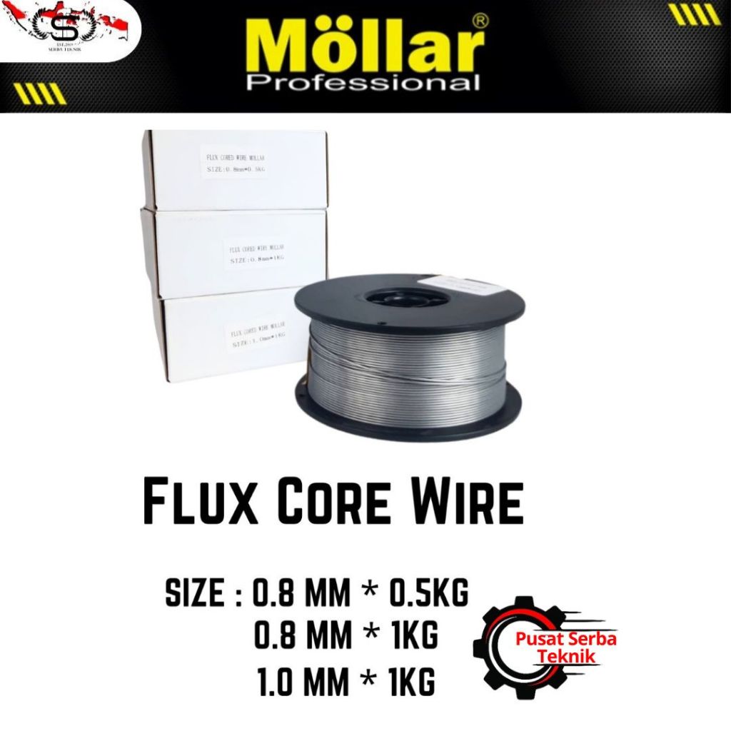 Jual Mollar Kawat Las MIG Stainless Gasless Flux Cored Wire E71T - GS 0.8 mm X 1KG | Shopee ...