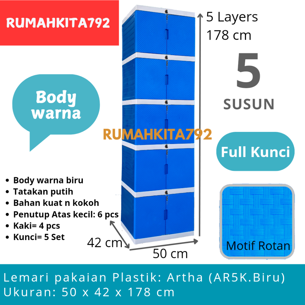 Jual Lemari Pakaian Artha Mini Full Kunci Susun / Lemari Platik Artha ...