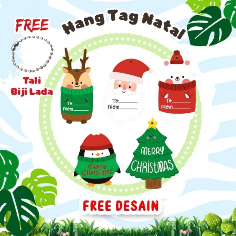 Jual Hangtag Natal Christmas Free Tali Biji Lada Free Desain Custom ...