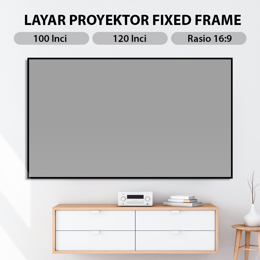 Jual Screen Projector Fixed Frame 100-120 Inch 16:9 | Layar Proyektor ...