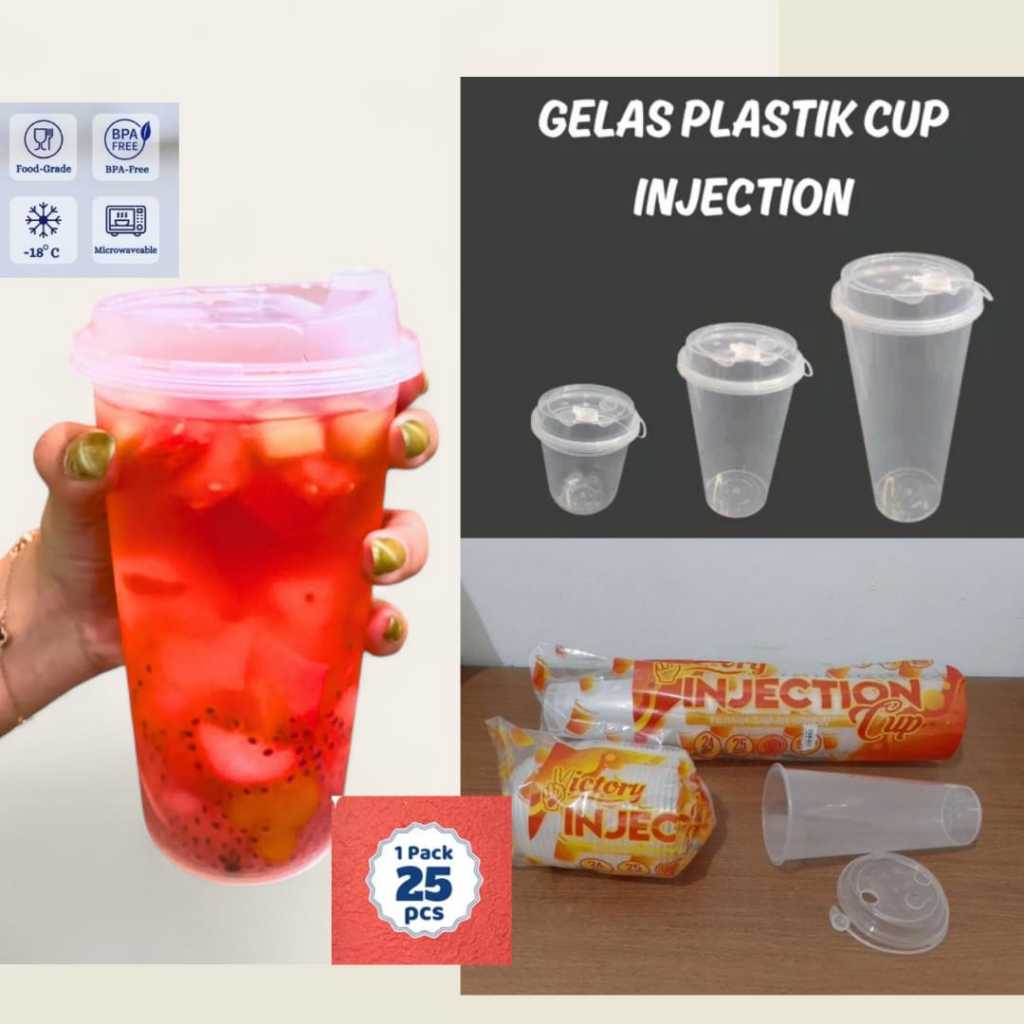 Jual Gelas Injection/ Thinwall Cup Bening Transparan + tutup / Cup ...