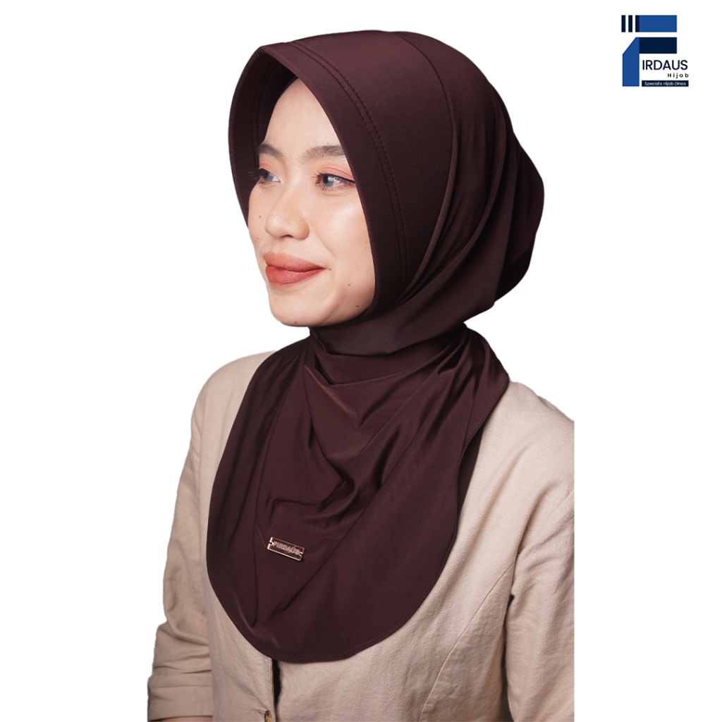 Jual FIRDAUS JILBAB DINAS COKLAT PRAMUKA BAHAN SPANDEK SUTERA PREMIUM ...