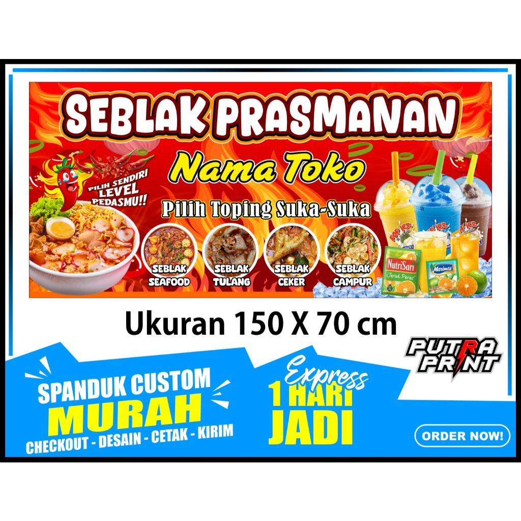 Jual Banner SEBLAK, Spanduk SEBLAK 150X70 cm, COD, Banner SEBLAK ...