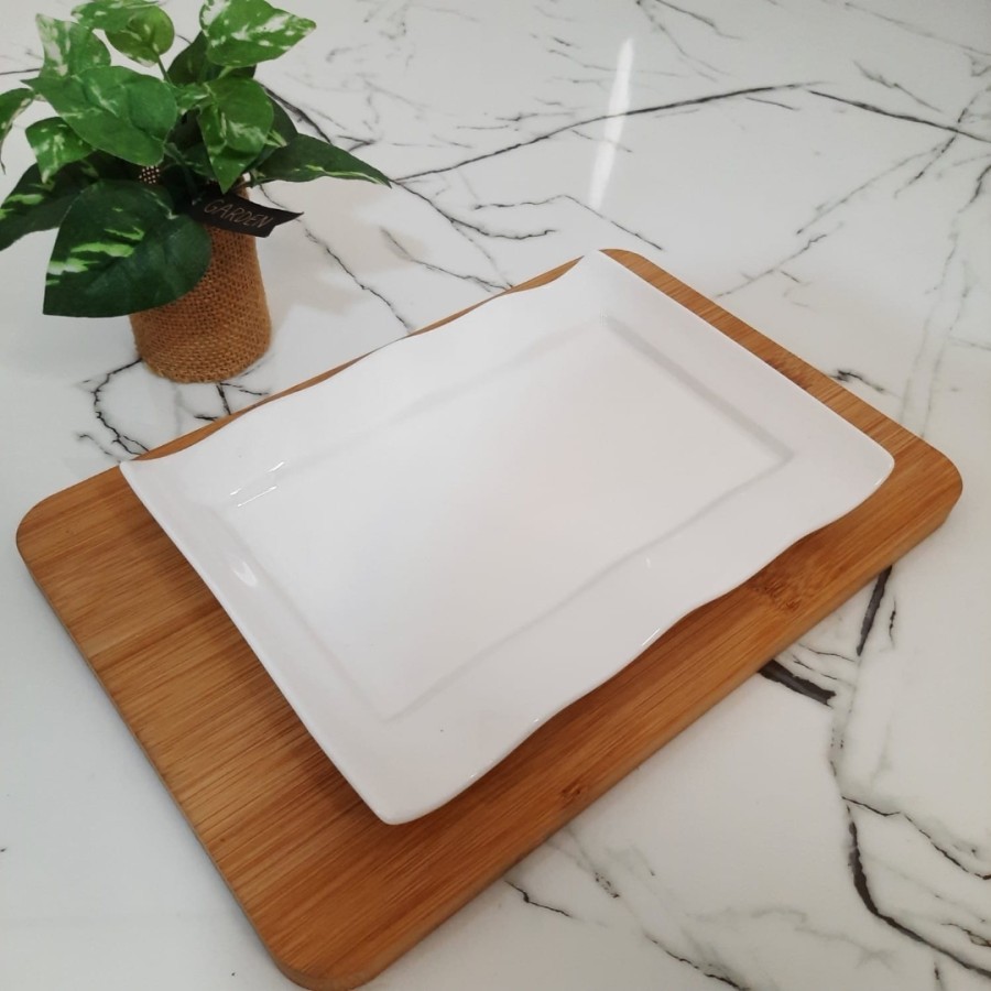 Jual Piring Saji Lauk Porselen 20cm Persegi Panjang Putih Polos ...