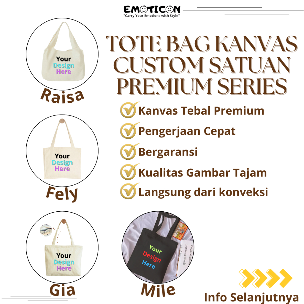 Jual Totebag Kanvas Premium Sablon / Tote bag Kanvas custom satuan Kanvas Tebal | Shopee Indonesia