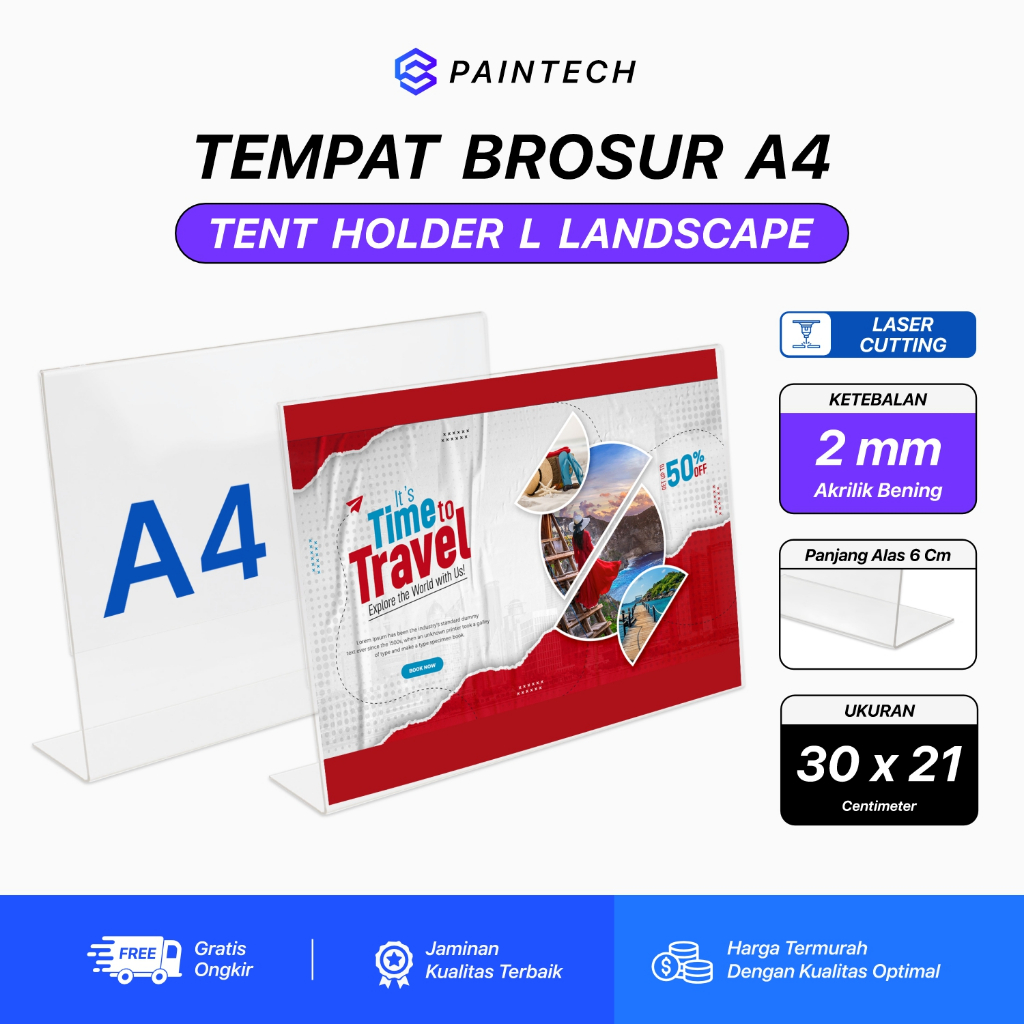 Jual Akrilik Tempat Brosur A4 Tempat Brosur L Landscape Akrilik Display ...
